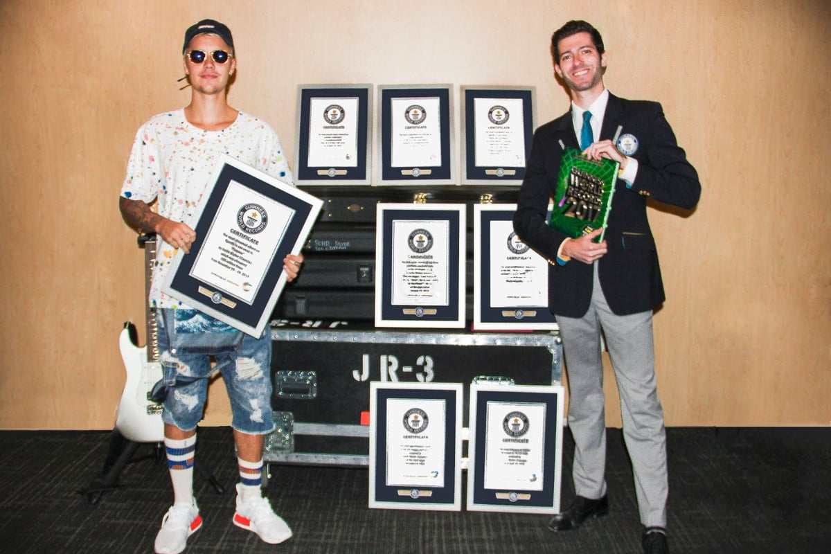 Bieber Lands Eight Guinness World Records