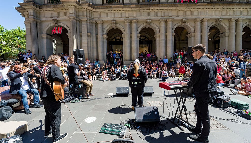 Tones And I's pop-up busking gig heralds new Victorian initiative