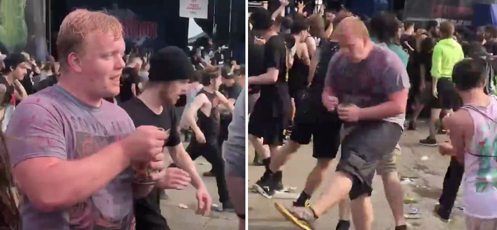 Check out this mad lad eating a can of beans in the Warped Tour mosh pit
