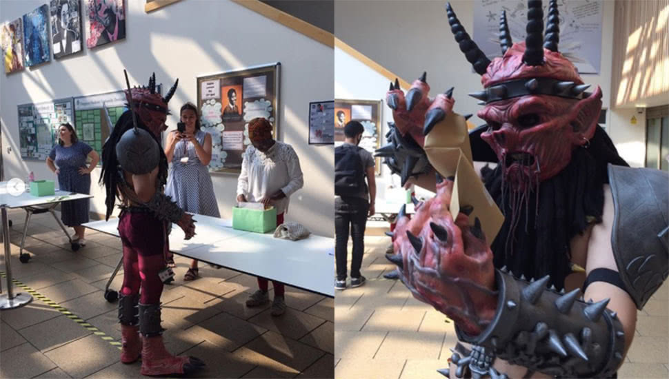 This A-level student dressed up as GWAR to pick up his results